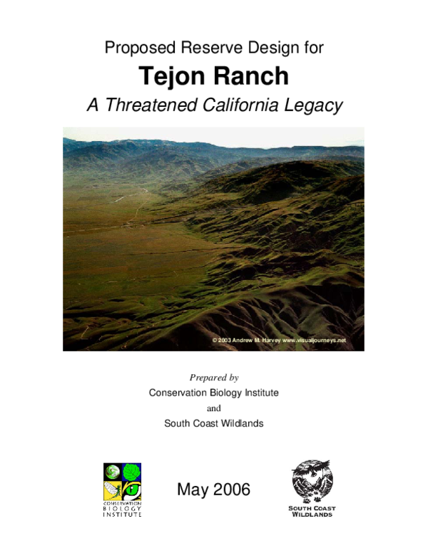 (PDF) Proposed Reserve Design for Tejon Ranch