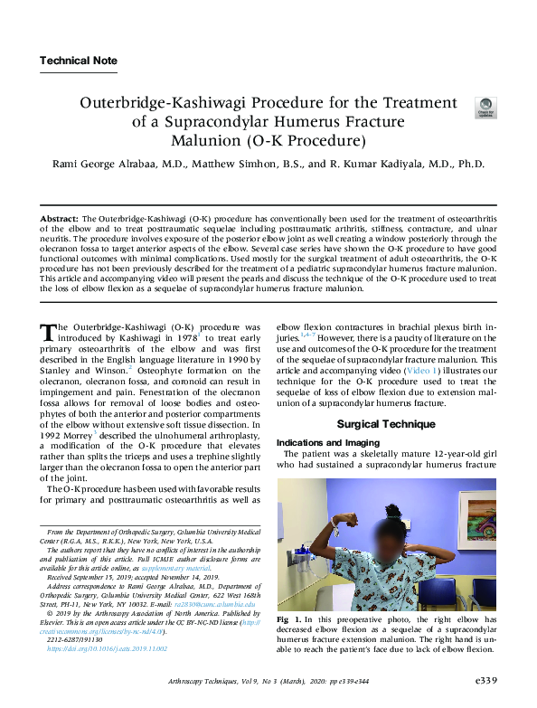 (PDF) Outerbridge-Kashiwagi Procedure for the Treatment of a ...