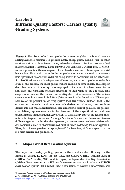 (PDF) Intrinsic Quality Factors: Carcass Quality Grading Systems