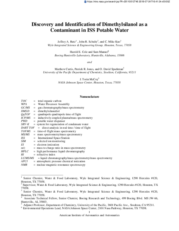 (PDF) Discovery and Identification of Dimethylsilanediol as a ...