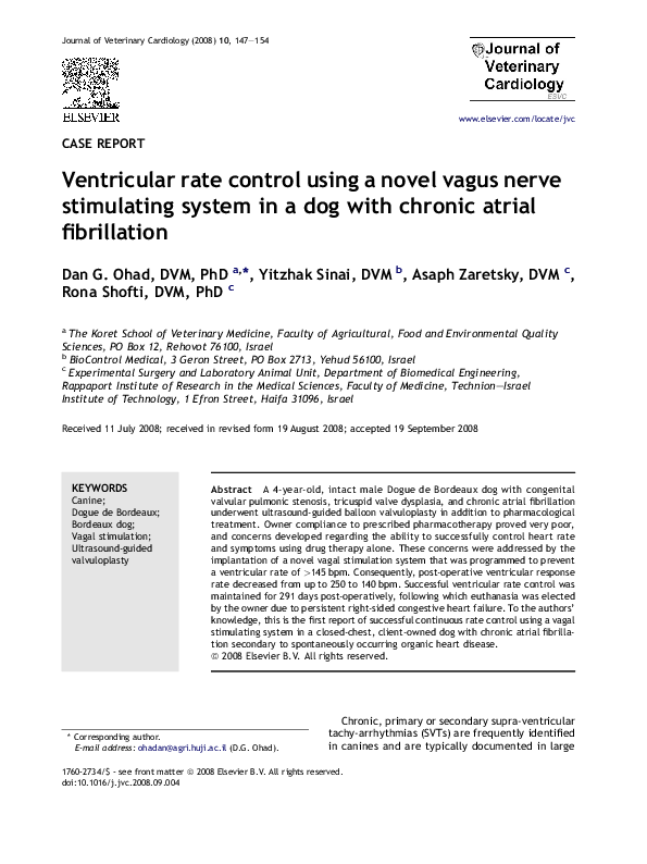 (PDF) Ventricular rate control using a novel vagus nerve stimulating ...