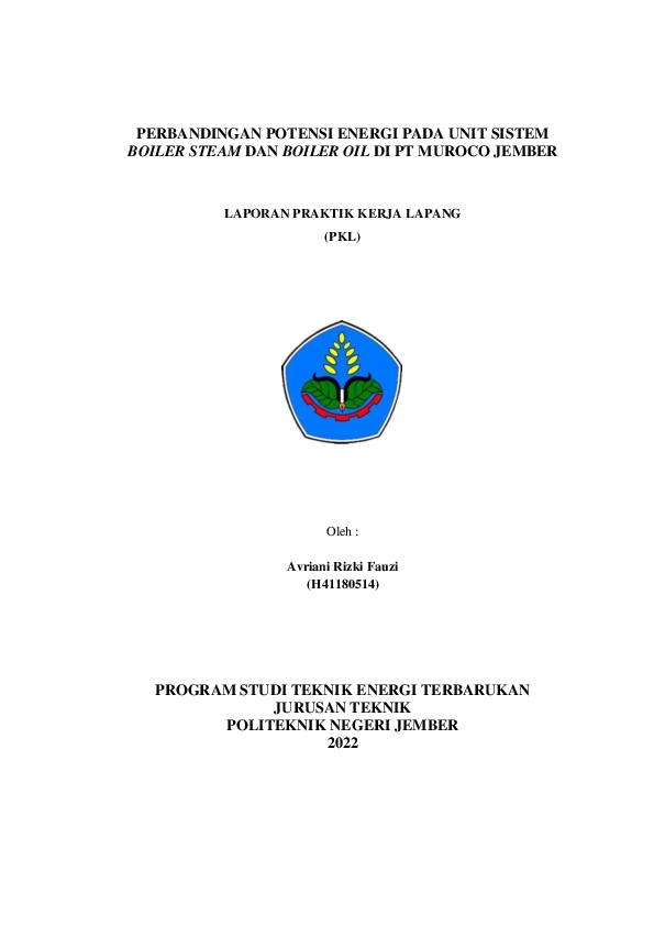 (PDF) Perbandingan Potensi Energi pada Unit Sistem Boiler Steam dan ...