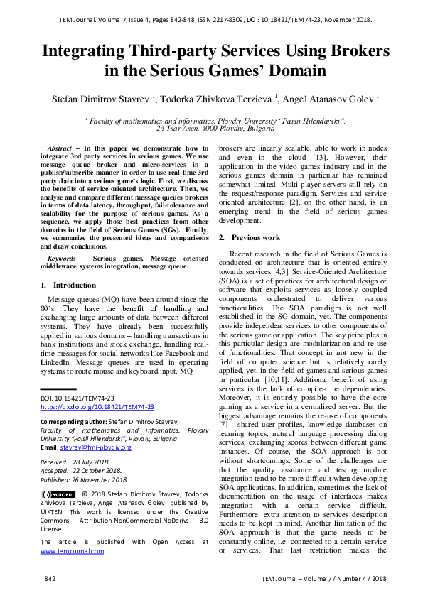 (PDF) Integrating Third-party Services Using Brokers in the Serious ...