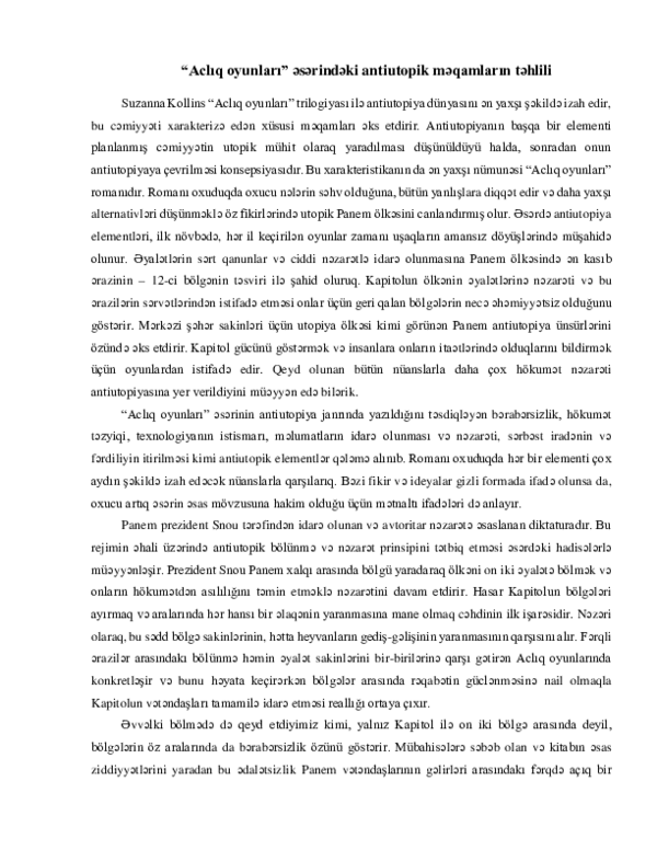 (PDF) Dystopia in the Hunger Games