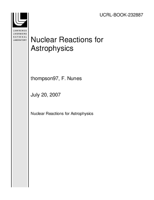 (PDF) Nuclear Reactions for Astrophysics