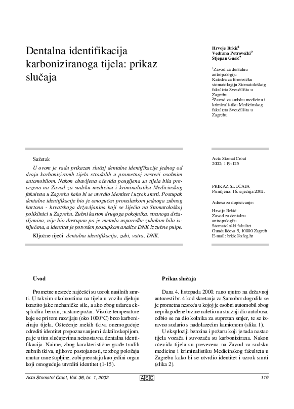 (PDF) Dental Identification of the Carbonized Body: Case Review