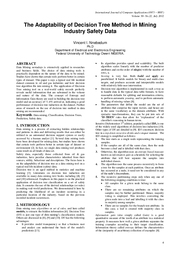 (PDF) The Adaptability of Decision Tree Method in Mining Industry ...