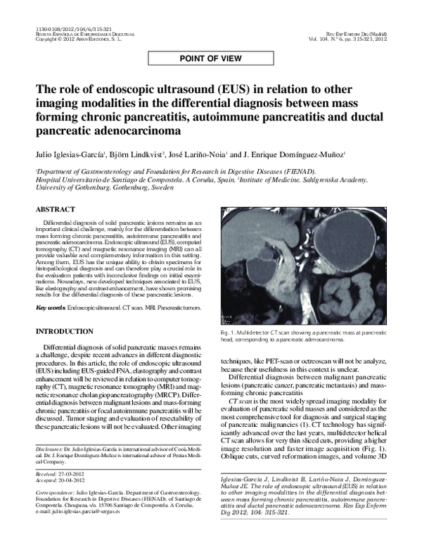 (PDF) The role of endoscopic ultrasound (EUS) in relation to other imaging modalities in the ...