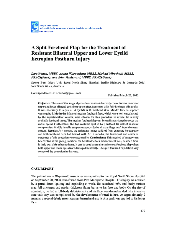 (PDF) Split Forehead Flap for Treating Resistant Eyelid Ectropion