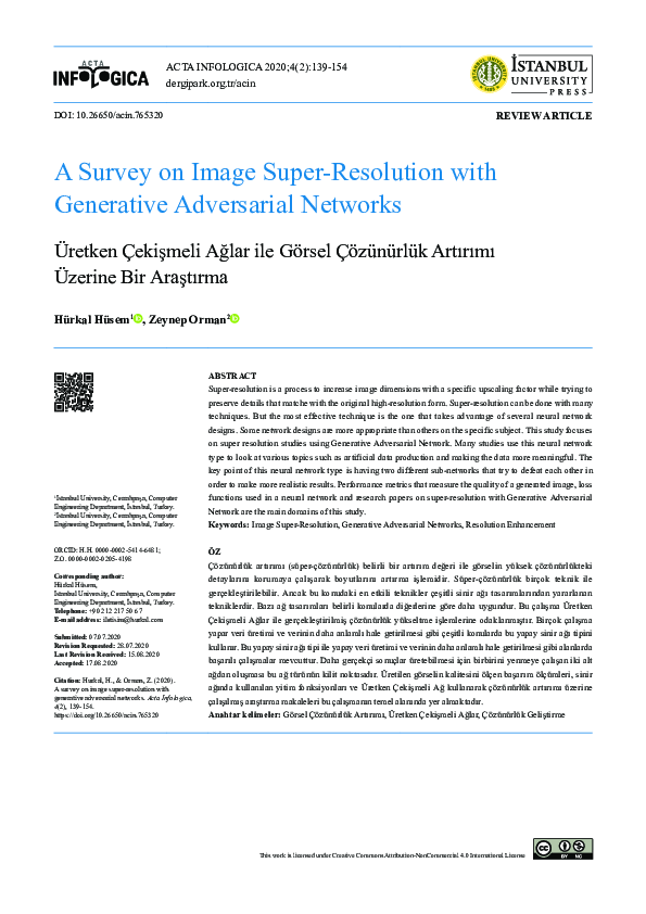 (PDF) A Survey on Image Super-Resolution with Generative Adversarial Networks