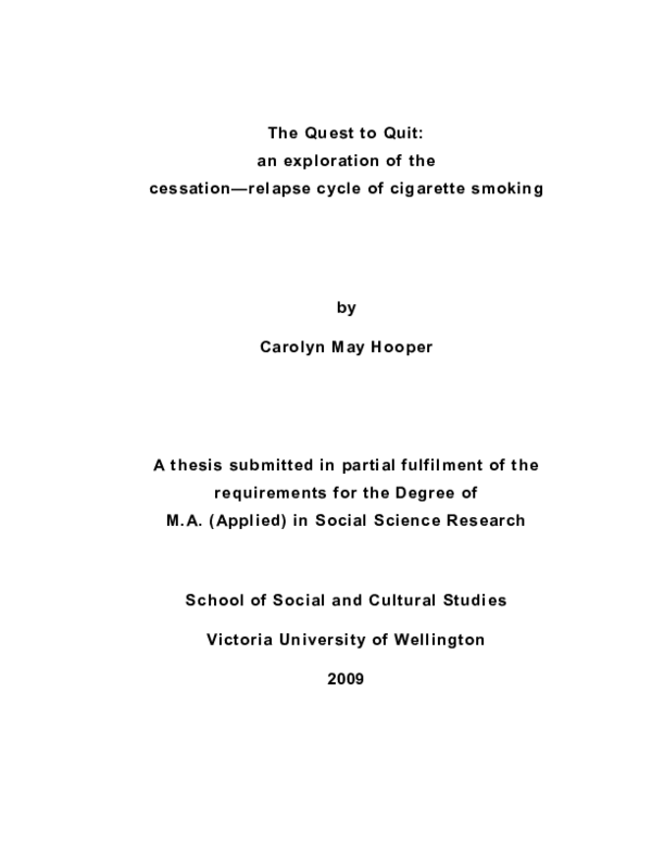 (PDF) The Quest to Quit: an Exploration of theCessation - Relapse Cycle ...