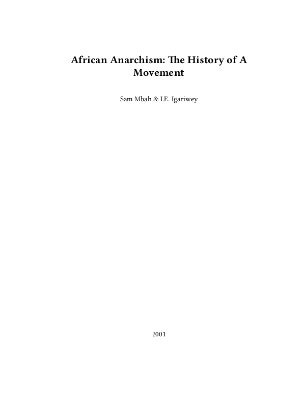 (PDF) African Anarchism: The History of a Movement