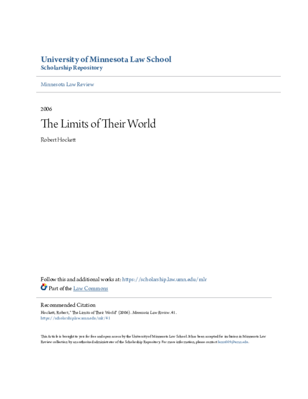 (PDF) The Limits of Their World