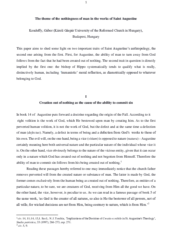 (PDF) The theme of the nothingness of man in the works of Saint Augustine