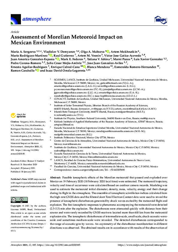 (PDF) Assessment of Morelian Meteoroid Impact on Mexican Environment