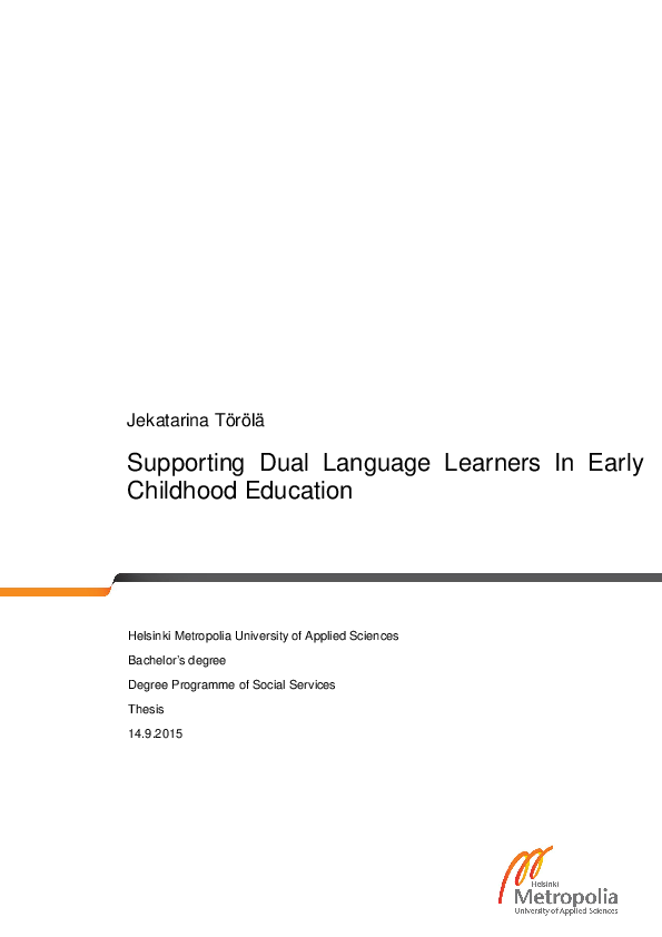 (PDF) Supporting Dual Language Learners in Early Childhood Education