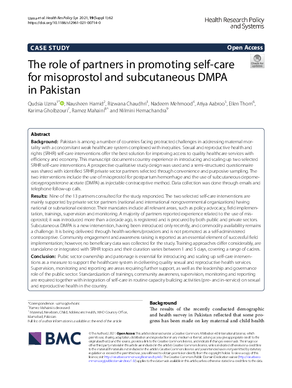 (PDF) The role of partners in promoting self-care for misoprostol and ...