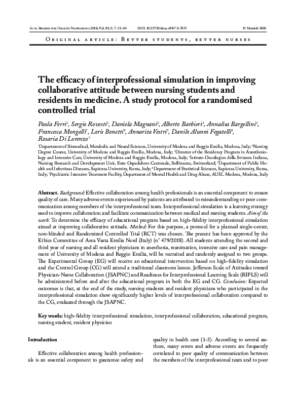 (PDF) The efficacy of interprofessional simulation in improving collaborative attitude between ...