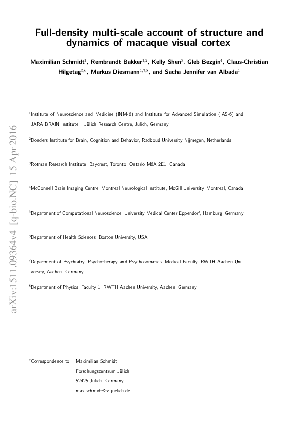 Pdf A Multi Scale Layer Resolved Spiking Network Model Of Resting State Dynamics In Macaque