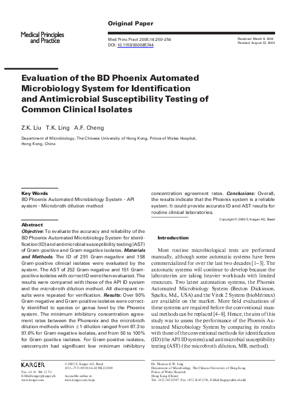 (PDF) Evaluation of the BD Phoenix Automated Microbiology System for ...