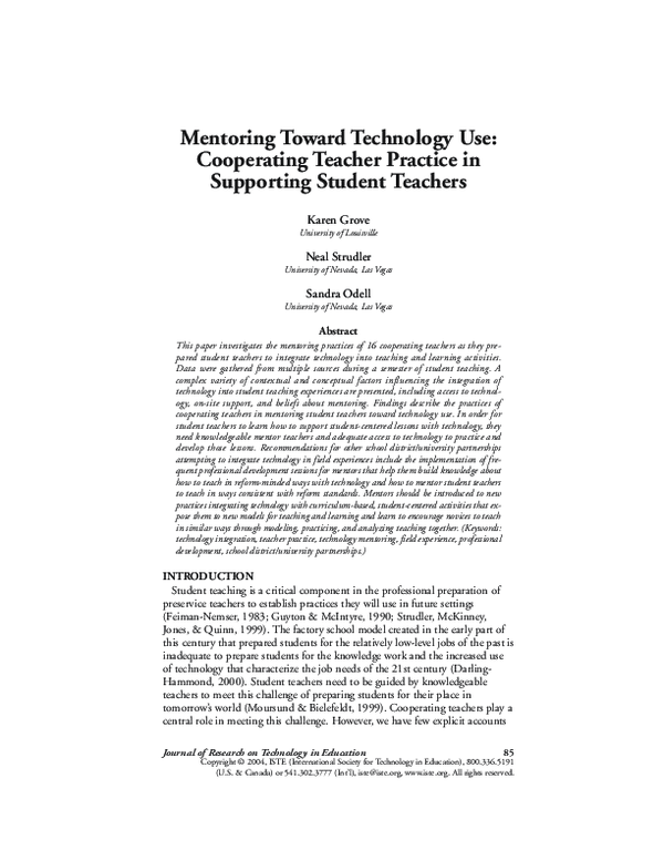 (PDF) Cooperating Teacher Practice in Supporting Student Teachers