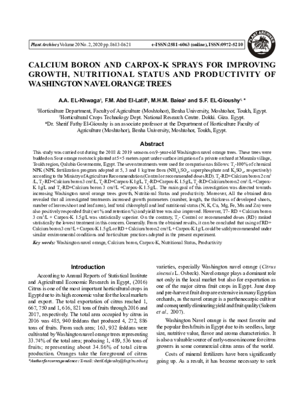 (PDF) Calcium Boron and Carpox-K Sprays for Improving Growth ...