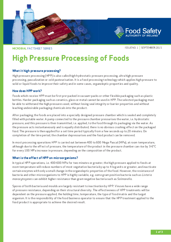 (PDF) High Pressure Processing to Foods