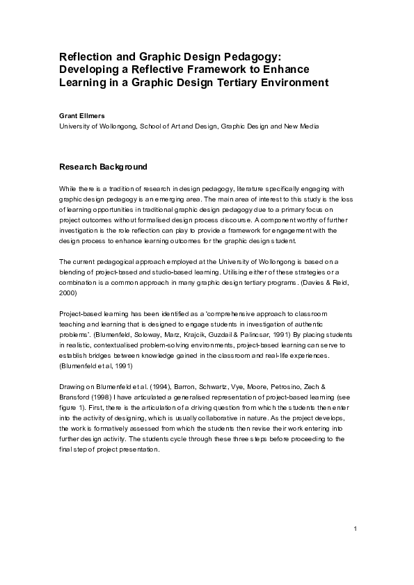 (PDF) Reflection and graphic design pedagogy: developing a reflective ...