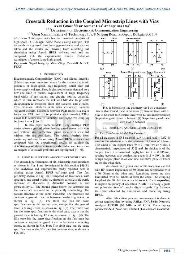 (PDF) Crosstalk Reduction in the Coupled Microstrip Lines with Vias