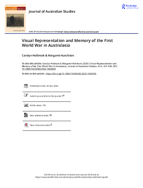 (PDF) Visual Representation and Memory of the First World War in ...