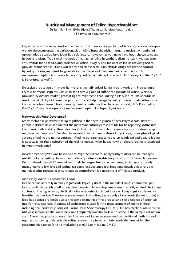 (PDF) Nutritional Management of Feline Hyperthyroidism