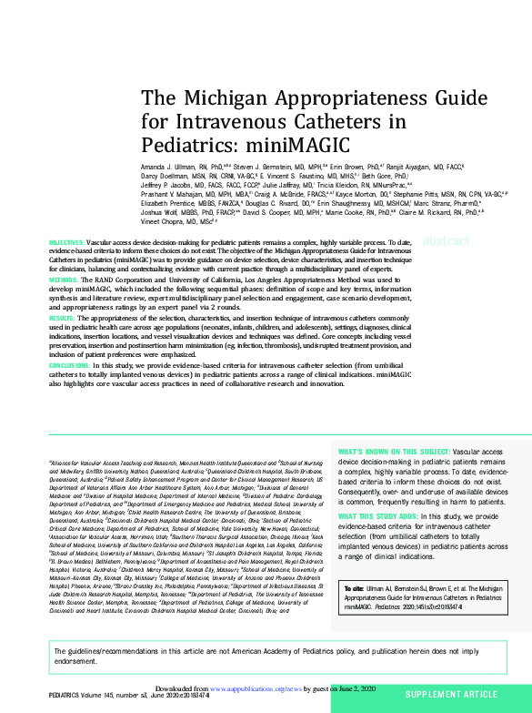 (PDF) The Michigan Appropriateness Guide for Intravenous Catheters in ...