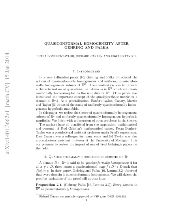 (PDF) 4 Quasiconformal Homogeneity After