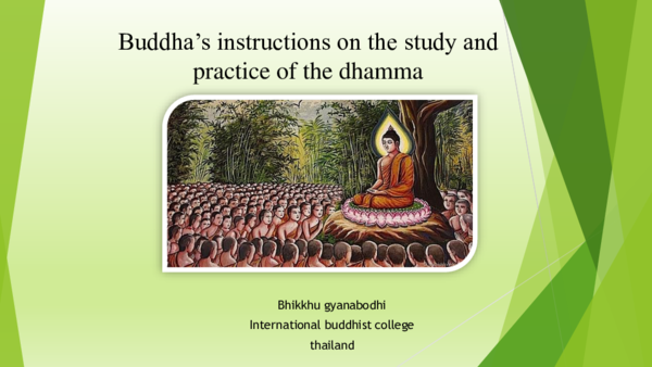 (PDF) Buddha's Instructions on the Study and practice of the Dhamma