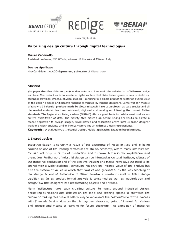 (PDF) Valorizing design culture through digital technologies