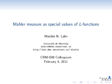 (PDF) Mahler measure as special values of L-functions