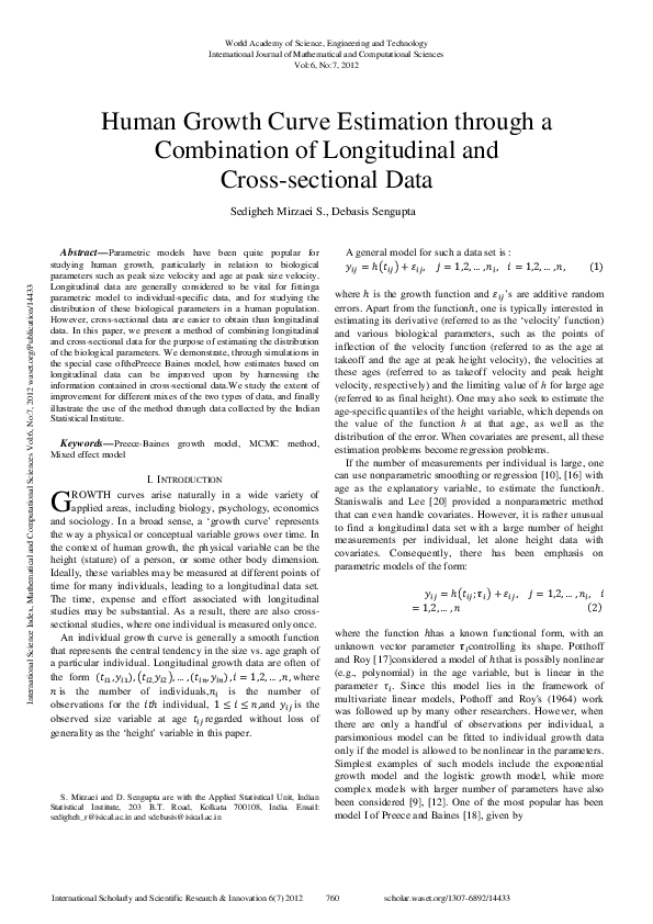 (PDF) Human Growth Curve Estimation Through A Combination Of ...