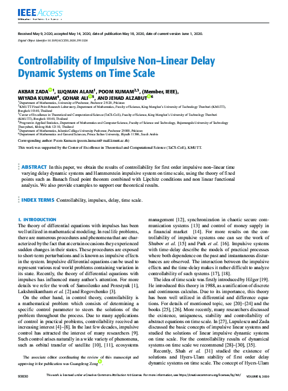 (PDF) Controllability of Impulsive Non–Linear Delay Dynamic Systems on Time Scale