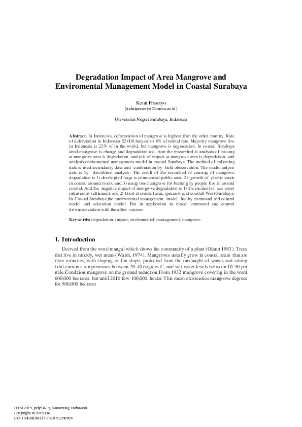 (PDF) Degradation Impact of Area Mangrove and Enviromental Management ...