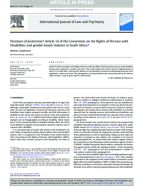 (PDF) Promises of protection? Article 16 of the Convention on the ...