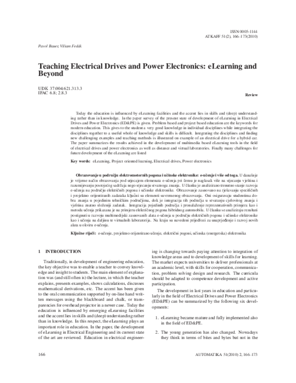 (PDF) Teaching Electrical Drives and Power Electronics: eLearning and ...