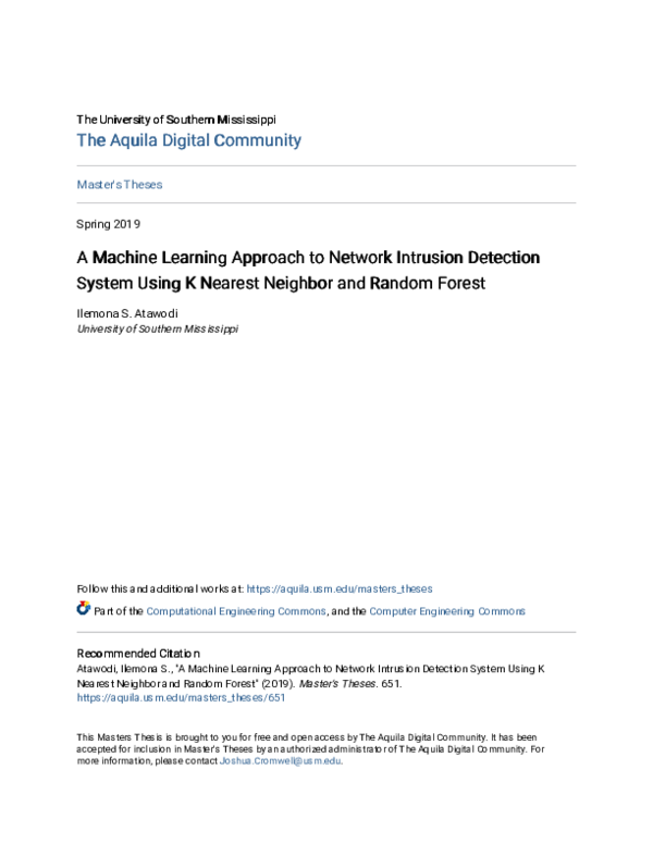 (PDF) A Machine Learning Approach to Network Intrusion Detection System Using K Nearest Neighbor ...