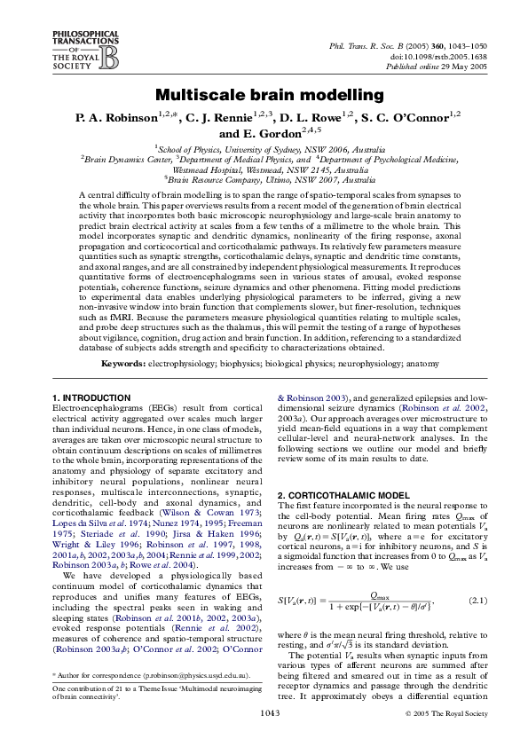 (PDF) Multiscale brain modelling