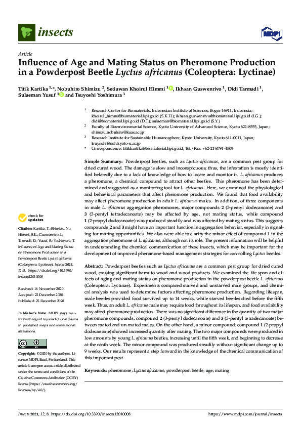 (PDF) Influence of Age and Mating Status on Pheromone Production in a ...