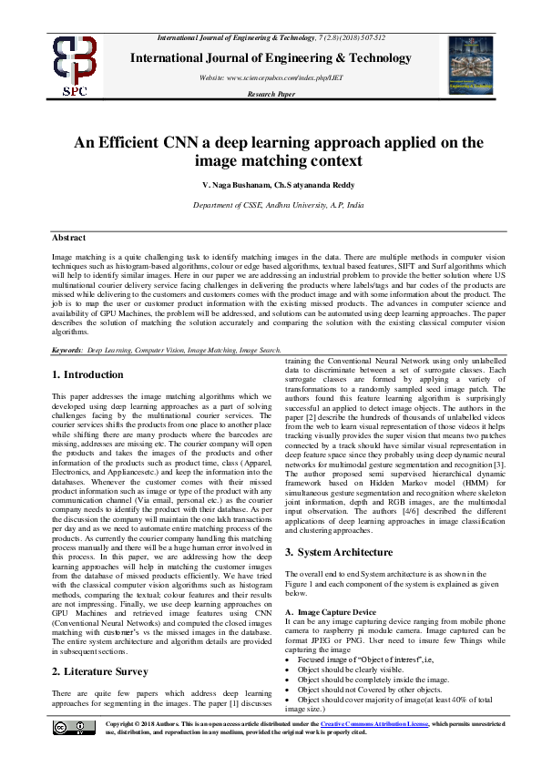 (PDF) An Efficient CNN a deep learning approach applied on the image ...