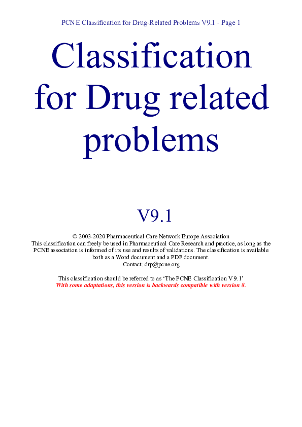 (PDF) PCNE Classification for Drug-Related Problems V9.1 -Page 1 ...