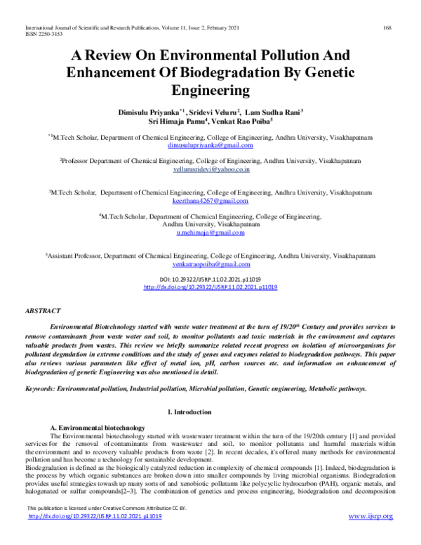 (PDF) A Review On Environmental Pollution And Enhancement Of ...