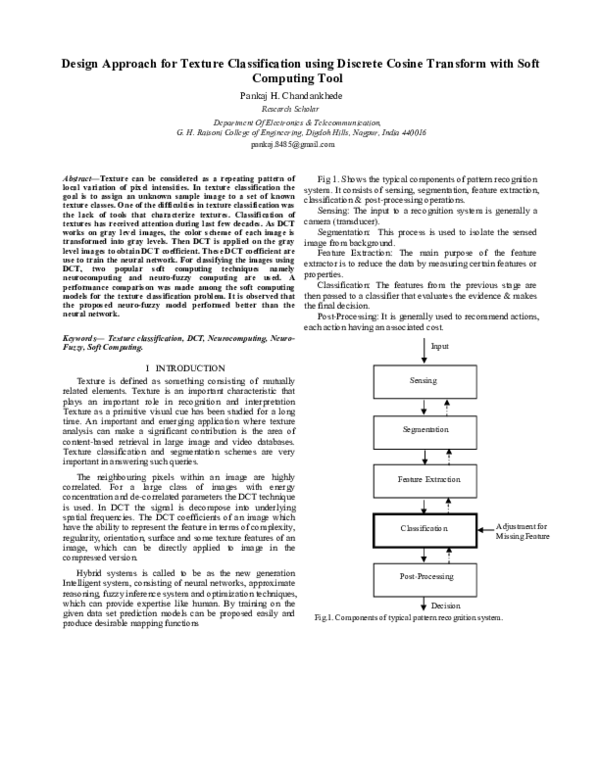 (PDF) Design Approach for Texture Classification using Discrete Cosine Transform with Soft