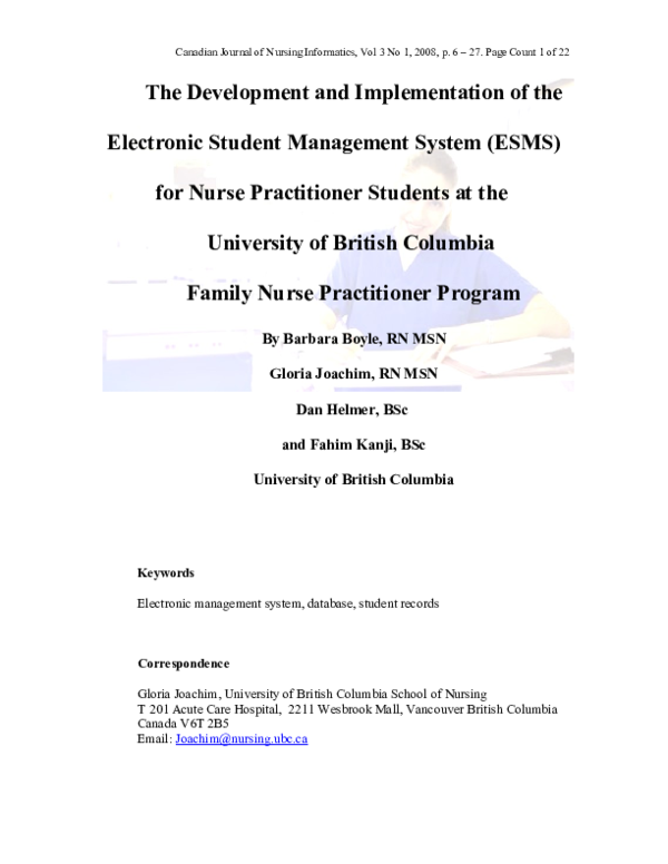 (PDF) The Development and Implementation of the Electronic Student Management System (ESMS) for ...