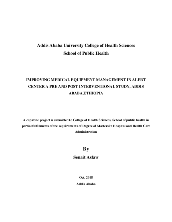 (PDF) Improving medical equipment management in alert center a pre and ...